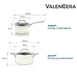 ValenCera by TeChef, 5-quart Ceramic Nonstick Soup Pot with Glass Lid, Nontoxic - Nontoxic - Free of PFAS, PFOA, PTFE (Soup Pot 5-Qt)