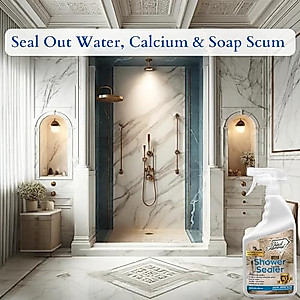 Natural Stone and Grout Penetrating Shower Sealer. Marble, Granite Travertine, Limestone. Protects Making Them Easy to Clean. Works Also on Grout in Tile, Ceramic, and Porcelain. 32oz.