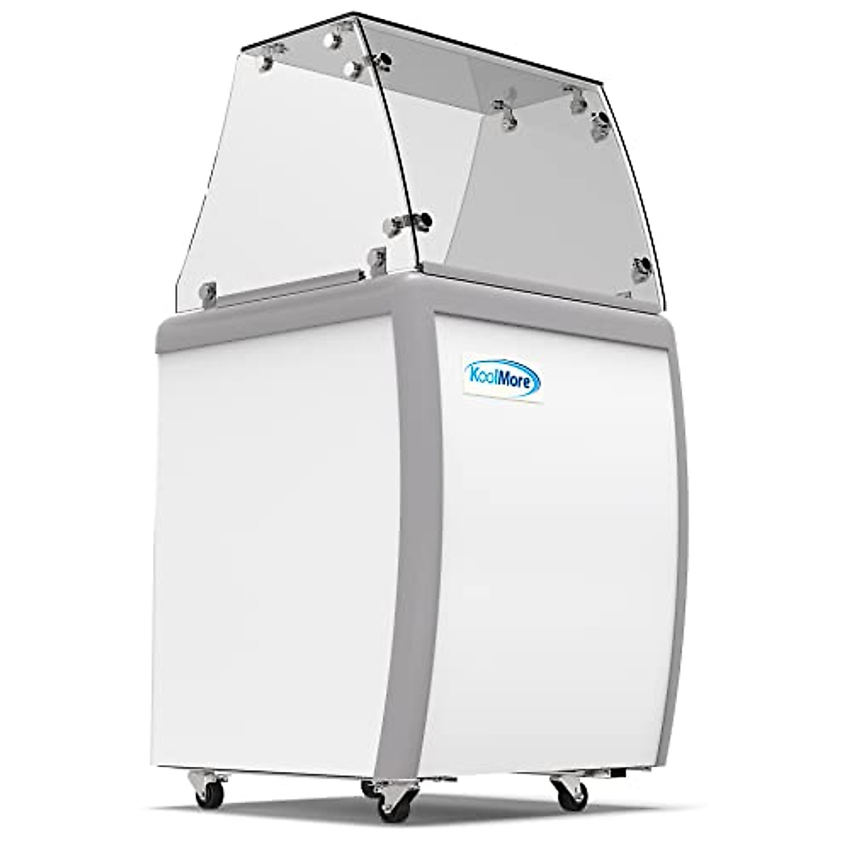 Koolmore 26 inch Commercial Ice Cream Dipping Cabinet Display Case with Sneeze Guard, 4 Large Displayed Tubs, Sliding Glass Door, [5.7 Cu. Ft.] (KM-26FG)