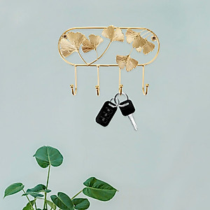 Homoyoyo Metal Wall Hook Ginkgo Leaf Decorative Vintage Coat Hooks Entryway Key Hook for Coat Hat Towel Rack Purse Key Bag Bathroom Bedroom Entryway Decor