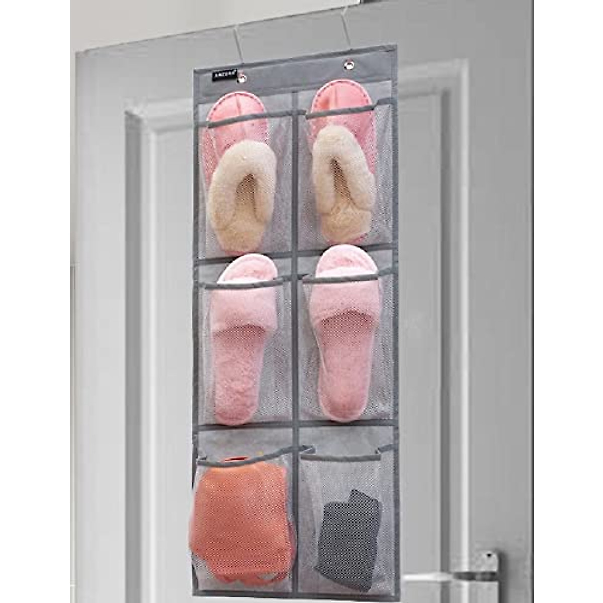 ANZORG Over The Door Hanging Closet Shoes Holder Organizer Shoe Storage Shoe Rack with 6 Mesh Pockets (6 Pockets)
