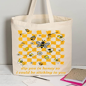 BLUPARK Singer Inspired Tote Bag Daylight Lyrics Tote Bag Singer Song Album Merch Singer Music Gift Reusable Canvas Tote Bag (Dip you in honey tote)