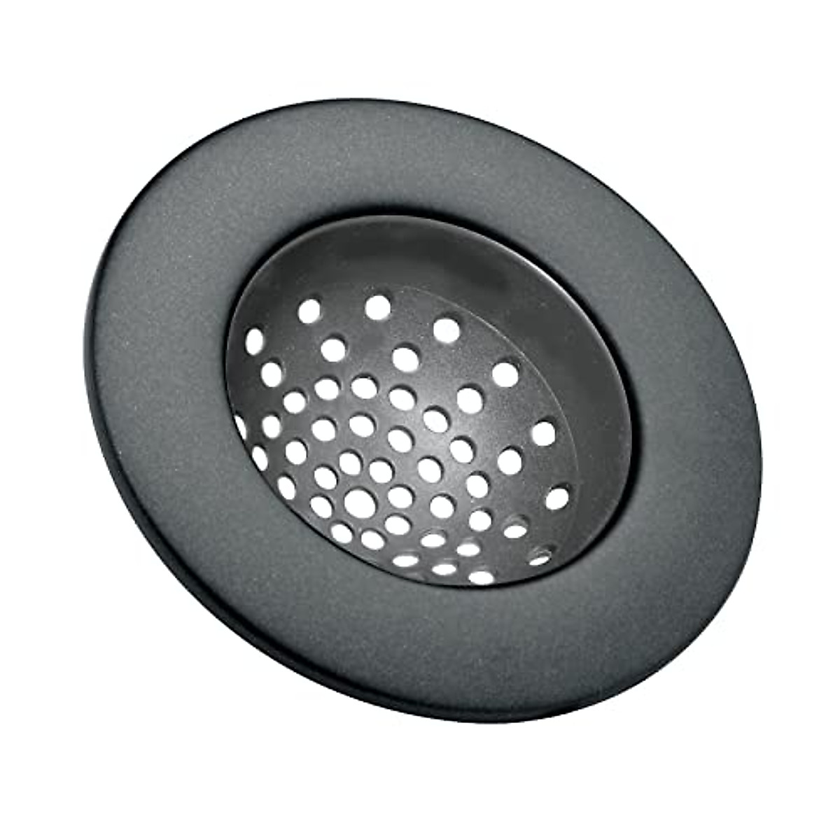 mDesign Modern Kitchen Sink Strainer, Drain Cover for Standard Kitchen Sinks, Double Farmhouse Sinks, Utility Sinks - Flexible Base Traps Debris, Wide Metal Rim, 4" Round - 2 Pack - Matte Black