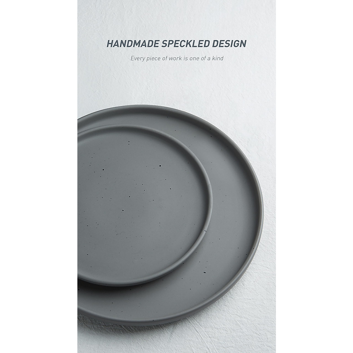 Famiware Dawn Plates and Bowls Sets, 12 Pieces Stoneware Dinnerware Sets, Dishes Set for 4, Microwave and Dishwasher Safe, Dark Gray