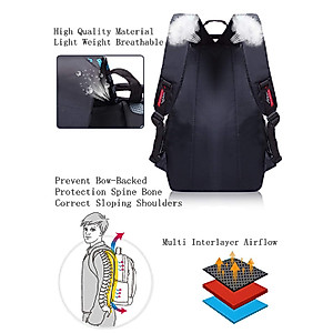 Backpack Boys Elementary School Bookbag Durable Heavy Duty Student Teenage Sturdy Kids Travel Waterproof Big (Blue) Large