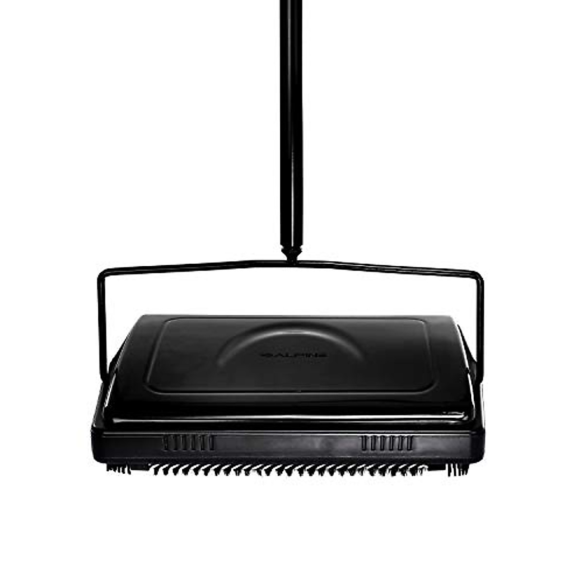 Alpine Industries Triple Brush Floor & Carpet Sweeper – Heavy Duty & Non Electric Multi-Surface Cleaner - Easy Manual Sweeping for Carpeted Floors - Black