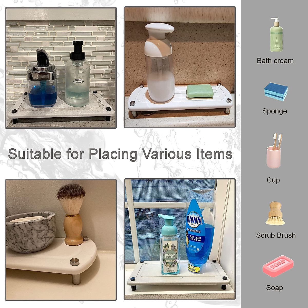 2 Pack - Kitchen Sink Organizer - Diatomaceous Earth Instant Dry Sink Organizer – Luxurious Sink Caddy Set for Bathroom and Kitchen – Stylish and Minimalist Soap and Sponge Caddy – Grey