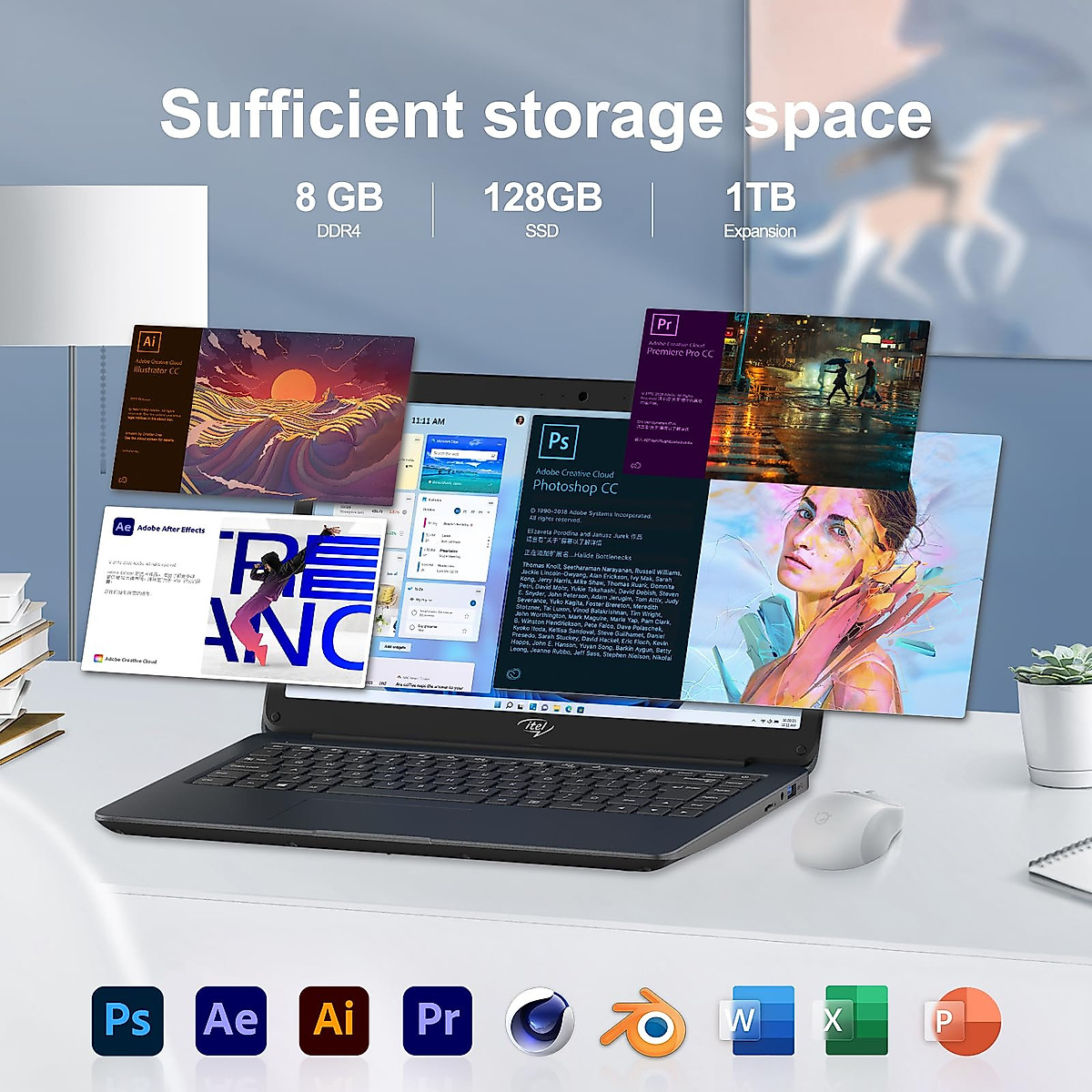 14" Laptop Computer, 8GB RAM 256GB SSD, Quad-Core Intel Celeron N4120 Processors, Windows 11 Laptops Computers 2.4G/5G WiFi,BT4.2, Webcam, HD Display, Long Battery Life,Ultra Slim,HDMI