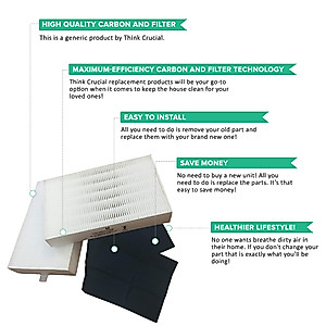 Think Crucial 2 Replacements for Honeywell R Air Purifier Filter and 1 A Carbon Filter Fits HPA090, HPA100 and HPA300, Compatible With Part HRF-ARVP