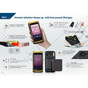 CipherLab RS51 2D Imager Android 8.1 LTE/BT/WiFi/GPS/NFC/GMS Barcode Scanner 4.7" HD Touch Screen