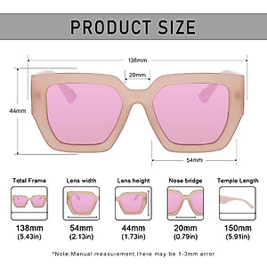 Oversized Square Polarized Sunglasses for Women Trendy Classic Retro Large Frame Black Sunglasses Ladies Shades UV400 Protection