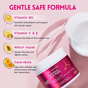 ANAI RUI Glycolic Acid Peel Pads 35% AHA Resurfacing Facial Pads with Vitamins B5, Witch Hazel, Calendula, Facial Exfoliating Pads, Acid Peel for Face Dark Spots and Reduces Fine Lines 80 Pads
