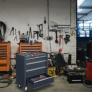 Winado 4-Drawer Tool Chest with Wheels & Lock & Key, Heavy Duty Cart Rolling Tool Box on Wheels, Metal Storage Cabinet, Rolling Tool Cart with Drawers for Garage, Warehouse & Repair Shop