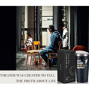 Onebttl Theater Gifts, Broadway Gifts for Musicians, Actors and Music Teacher on World Theatre Day, Birthday and Chistmas, 20 oz Insulated Stainless Steel Tumbler - EAT SLEEP MUSICALS REPEAT