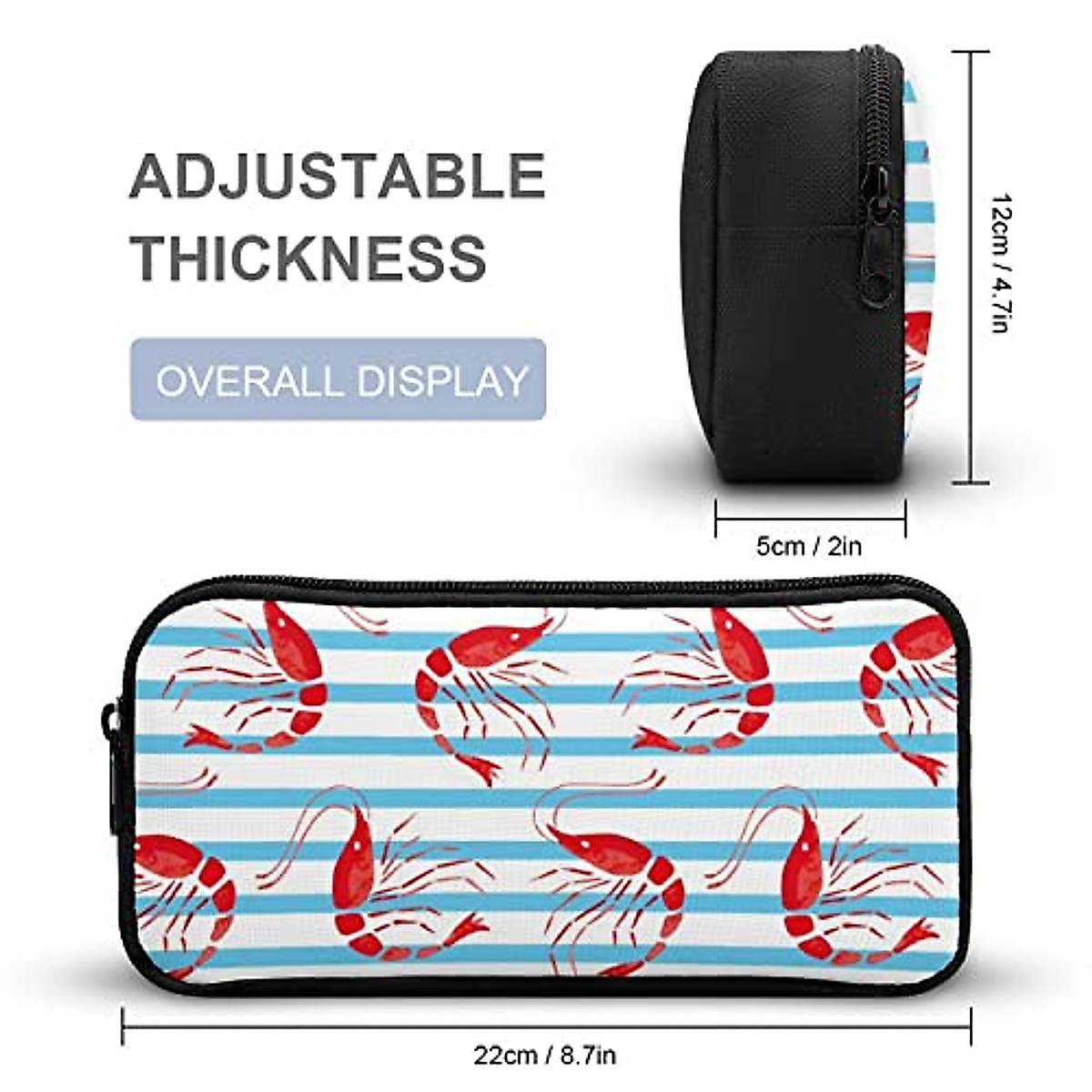 Shrimp Watercolor Pencil Case Pencil Pouch Coin Pouch Cosmetic Bag Office Stationery Organizer