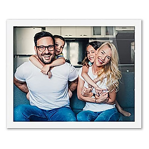 7x9 Frame White Solid Wood Picture Frame Includes UV Acrylic Shatter Guard Front, Acid Free Foam Backing Board, Hanging Hardware Wood Square Frame Wall Frames for Family Photos - no Mat