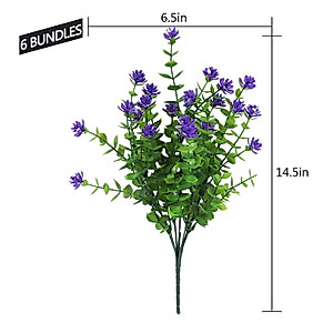 JyiHope Artificial Fake Flowers Boxwood, Faux Flowers Plants Outdoor UV Resistant Greenery Shrubs Indoor Outside Hanging Planter Home Porch Garden Farmhouse Decor (6 Bundles, Pink)