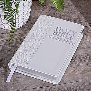 KJV Holy Bible, Compact Faux Leather Red Letter Edition - Ribbon Marker, King James Version, White (KJV Compact Editions)