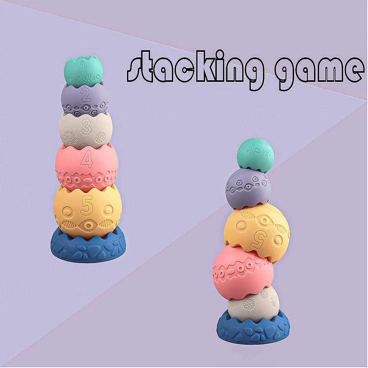 Miawow Stacking Balls Soft Toys for Babies 6 12 18 Months 1 Year Old Girls Boys - Toddlers Sensory Educational Montessori Baby Blocks - Infant Newborn Developmental Teething Learning Stacker Cups