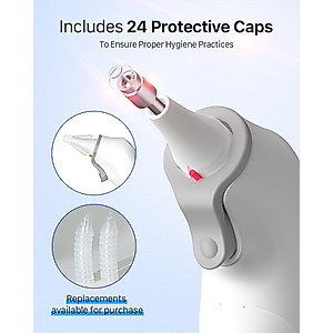 Femometer Family Ear Thermometer, Highly Accurate Ear Thermometer for Kids, Adults and Babies, 30 Memory Recall, 1s Result and 3-Color Fever Alert, with 24 Disposable Probe Covers, White