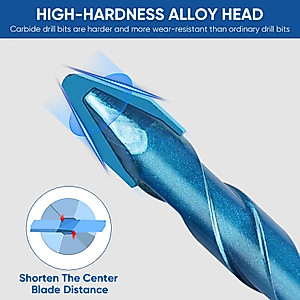 SONCHIE Eccentric Drill Bit Set - Set of 10 Carbide-Tipped Crooked Drill bit Masonry Drill Bit Sets forConcrete/Walls/Tiles/Glass/Hard Plastic/Cement/Granite, etc