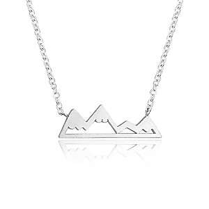 Altitude Boutique Snowy Mountain Necklace for Women, Nature Enthusiasts, Skiers, Snowboarders, Hikers, Campers (Silver)