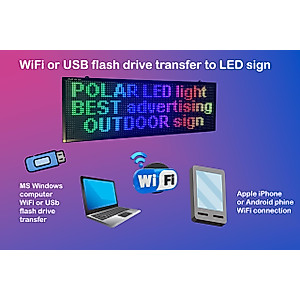 WiFi P6 high Resolution LED RGB Color Sign 40" x 11" with high Resolution P6 128x32 dots and New SMD Technology. Perfect Solution for Advertising