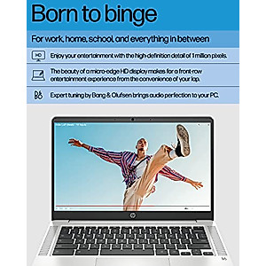 HP Chromebook 14 Laptop, Intel Celeron N4120, 4 GB RAM, 64 GB eMMC, 14" HD Display, Chrome OS, Thin & Portable, 4K Graphics, Long Battery Life, Ash Gray Keyboard (14a-na0210nr, 2022, Mineral Silver)