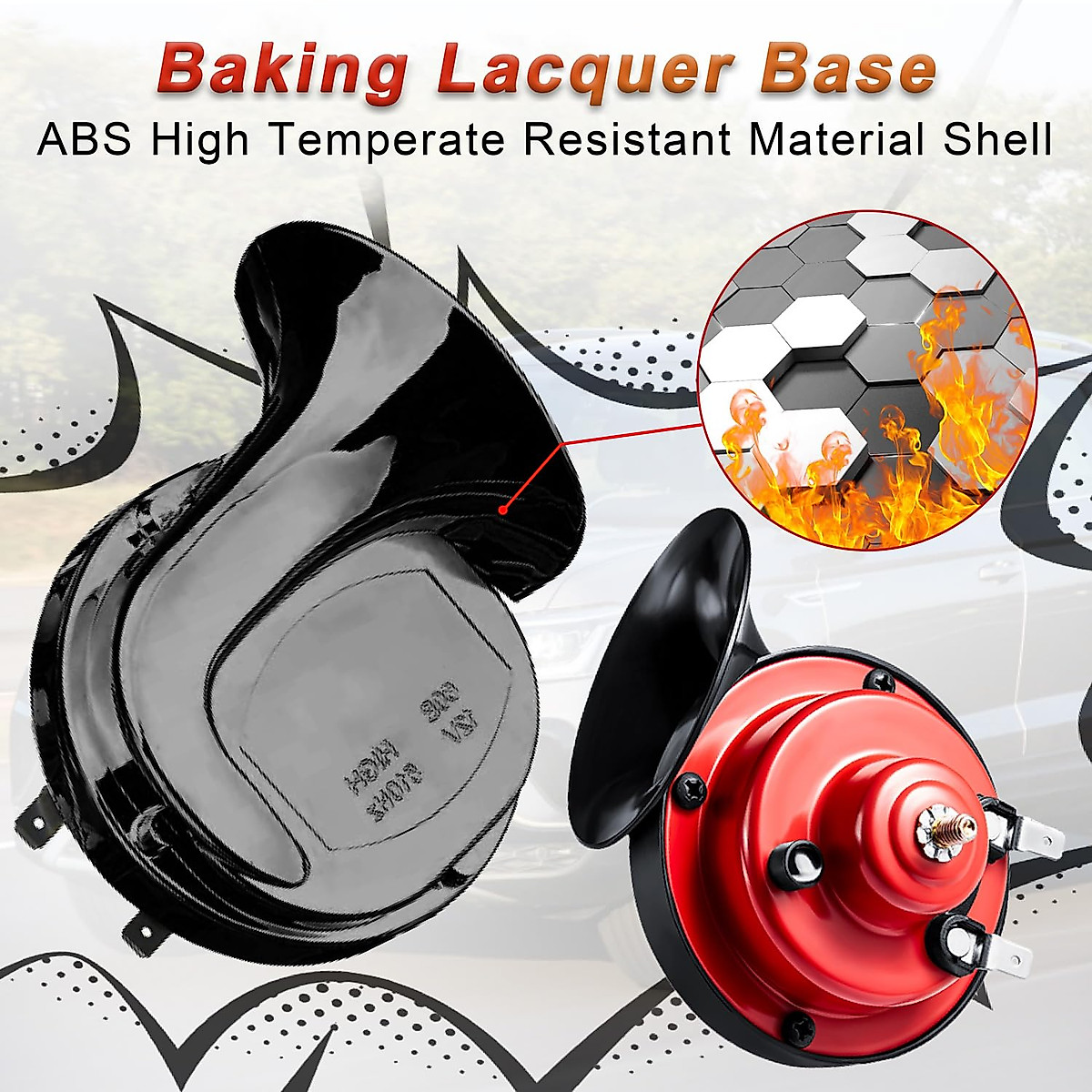 Ouffun Super Loud Waterproof Dual Horns, 12V 300DB, Universal Fit Kit for Cars, Motorcycles, Trucks, Trains & Boats (2 PCS)