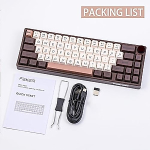 Feker IK65 VIA Programmable 2.4G/BT5.0/USB-C Mechanical Keyboard, 65% Hot Swappable Gasket-Mounted, with Sound Dampening Foams Kit, Volume-Control Knob, 4000mAh Battery, RGB for Win/Mac (Brown Knob)