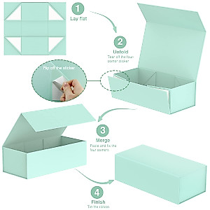 MONDEPAC Gift Box 12" x 6" x 4" with Magnetic Closure Lid Gift Box for Presents,Bridesmaid Gifts Box, Magnetic Gift Box for Gifts,Birthday Gift Box,Magnetic Gift Box for Wrapping Gifts (Tiffany)