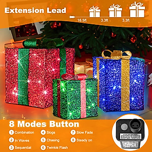 Christmas Lighted Present Boxes Decorations, Plug-in Warm White 70 LED Light Up Gift Boxes Outdoor Indoor for Xmas Tree Yard Home Holiday