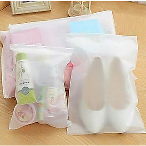 erioctry Waterproof Plastic Pouch Bag Organizer Packaging Bags Travel Storage Bag Luggage Shoes Cloth Suit Makeup Packing Pouch Bag Organizer Zip Seal Space Saving Bags (6-Pack of Different Sizes)