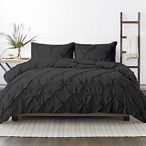 Kotton Culture 600 Thread Count Pinch Pleated 3 Piece Duvet Cover Set 100% Egyptian Cotton Breathable All Season Comforter Cover with Zipper Closure & Corner Ties (Dark Grey, King)