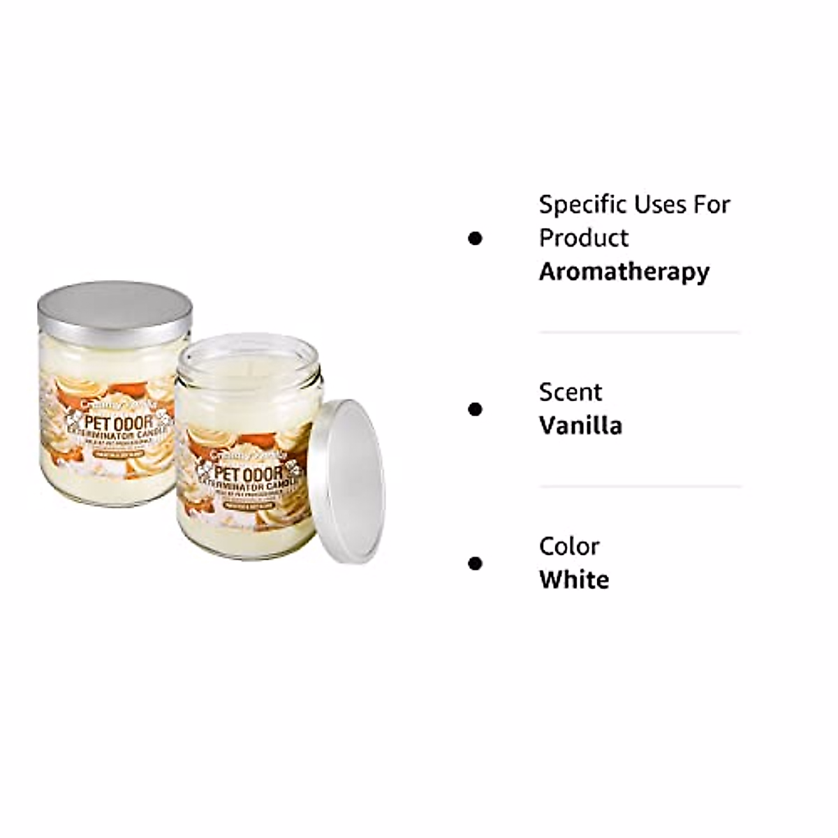 Specialty Pet Products Odor Exterminator Candle, Creamy Vanilla, 13 Ounce Jar (Pack of 2)