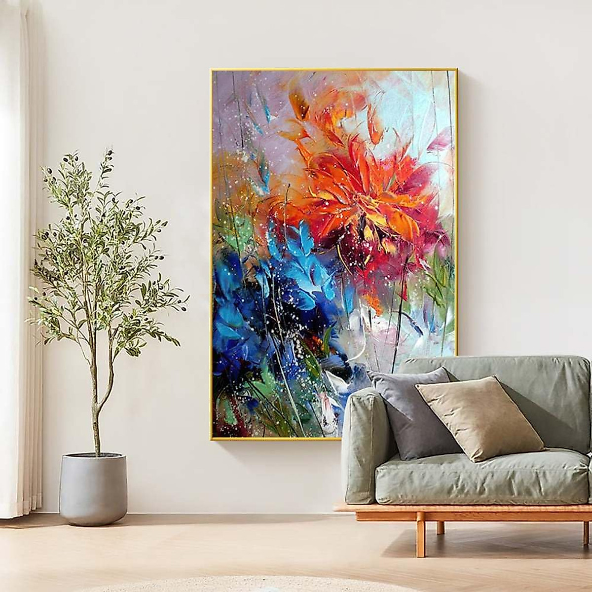 Oil Painting On Canvas Wall Art,100% Hand Painted Oil Paintings On Canva,Modern Wall Art On Canvas Wedding Decor,Blooming Flower Frameless Textured Artwork Large Wall Art For Living Room Bedroom,70X9