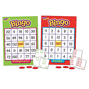 Trend Enterprises: Multiplication & Division Bingo Game, Exciting Way for All to Learn, 2 Games in One! Play 8 Different Ways, Great for Classrooms and at Home, 2 to 36 Players, for Ages 9 and Up