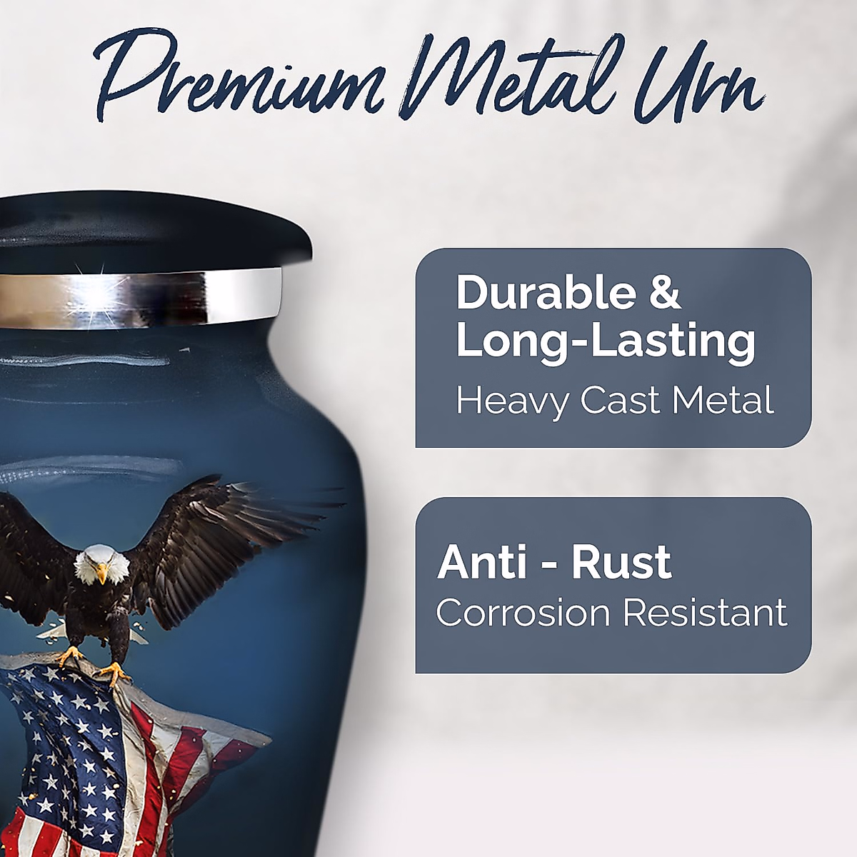 Eagle Urns for Human Ashes Adult Man - Military Urn - Patriotic Urn for Male & Female - Honor Your Loved One with Memorial Cremation Urns - Funeral Urns for Army Veterans (Black, Small)