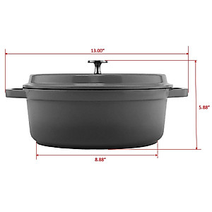 G.E.T. CA-009-Y/BK Heiss Energy-Efficient Cast Aluminum Dutch Oven, 3.5 Quart, Oval, Yellow