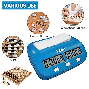 LEAP Digital Chess Clock Timer with Bonus and Delayed Time Features Chess Timer for Chess Game I-GO and Chinese Chess (Blue)