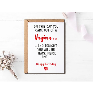 On This Day You Came Out Of A Vagina - On This Day Rude Funny Birthday Card For Him - For Her Happy Birthday Card Adult Birthday Card.