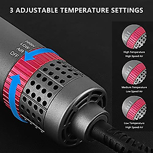 Hair Dryer Brush, Upgraded Detachable Hot Air Brush Set, with 4 Brush Heads Hair Dryer and Volumizer, Negative Ion Hair Dryer Brush for Reducing Frizz and Static