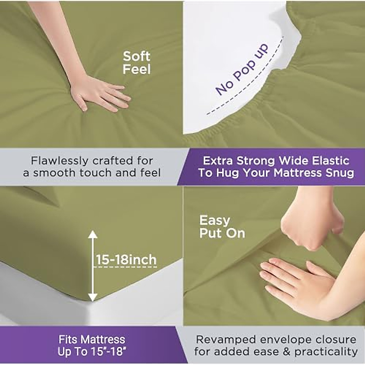 CharlottelyHues Luxury 100% Egyptian Cotton Bed Sheets - 1000 Thread Count 4-Piece King Sheets Set, Long Staple Cotton Bedding Sheets, Sateen Weave, Hotel Sheets, Fits Upto 18" Mattress - Sage