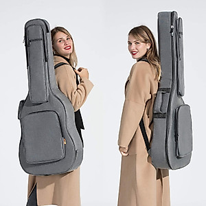 CAHAYA Guitar Bag Acoustic Reinforced 0.7 In Thick Sponge Soft Padded Guitar Case with 5 Pockets,Neck Cradle,Back Hanger Loop for 39 40 41 In Acoustic Classical Guitars CY0176