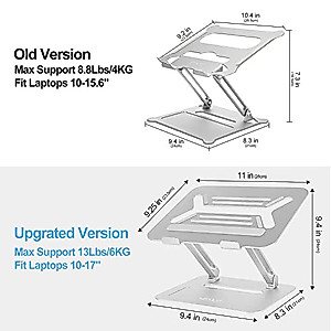 Urmust Adjustable Laptop Stand Silver+ Upgraded Version 17" Laptop Riser Silver