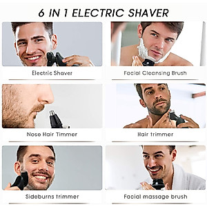 Electric Razors for Men Cordless Rechargeable, Head Shavers for Bald Men, 6 in 1 Grooming Kit, Shaving Machine with Charging Station, by Sceafunny