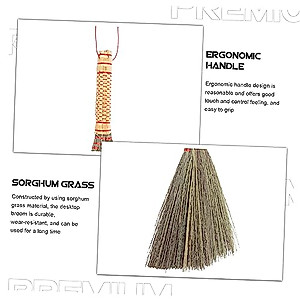 COOLHIYA Hand Broom Household Brooms Dust Removing Broom Sorghum Grass Cleaning Supplies