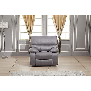 Betsy Furniture Microfiber Reclining Sofa Couch Set Living Room Set 8007 (Grey, Sofa+Loveseat+Recliner)
