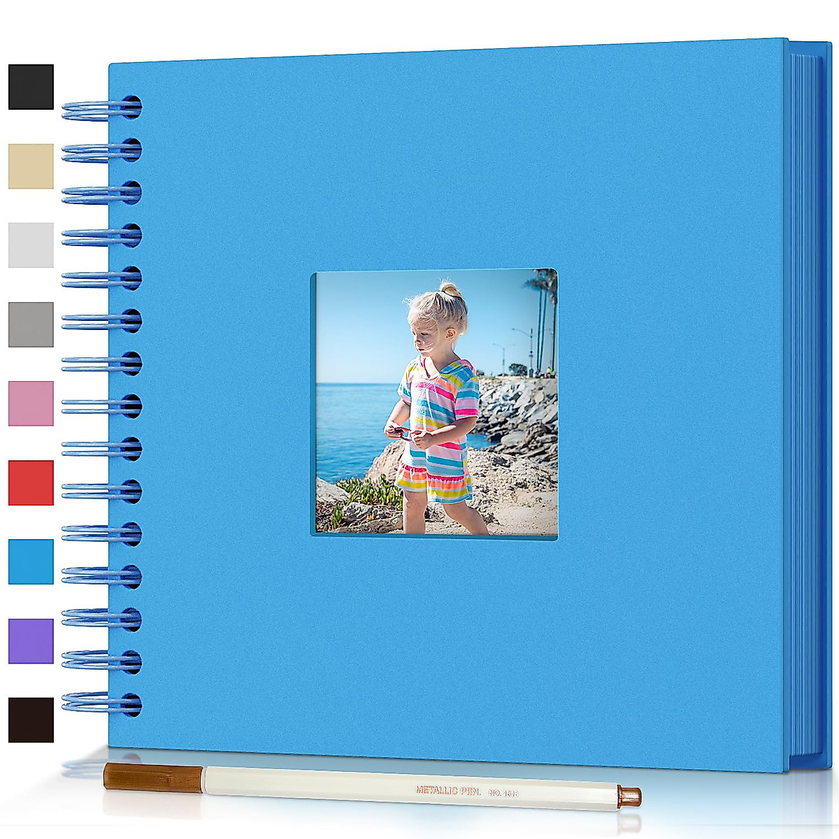 Popotop Scrapbook Photo Album,8x8in DIY Hardcover Kraft Photo Album with Display Picture Window,Personalized Blank Memory Book for Family, Wedding,Guest Book,Anniversary,80Pages/40Sheet