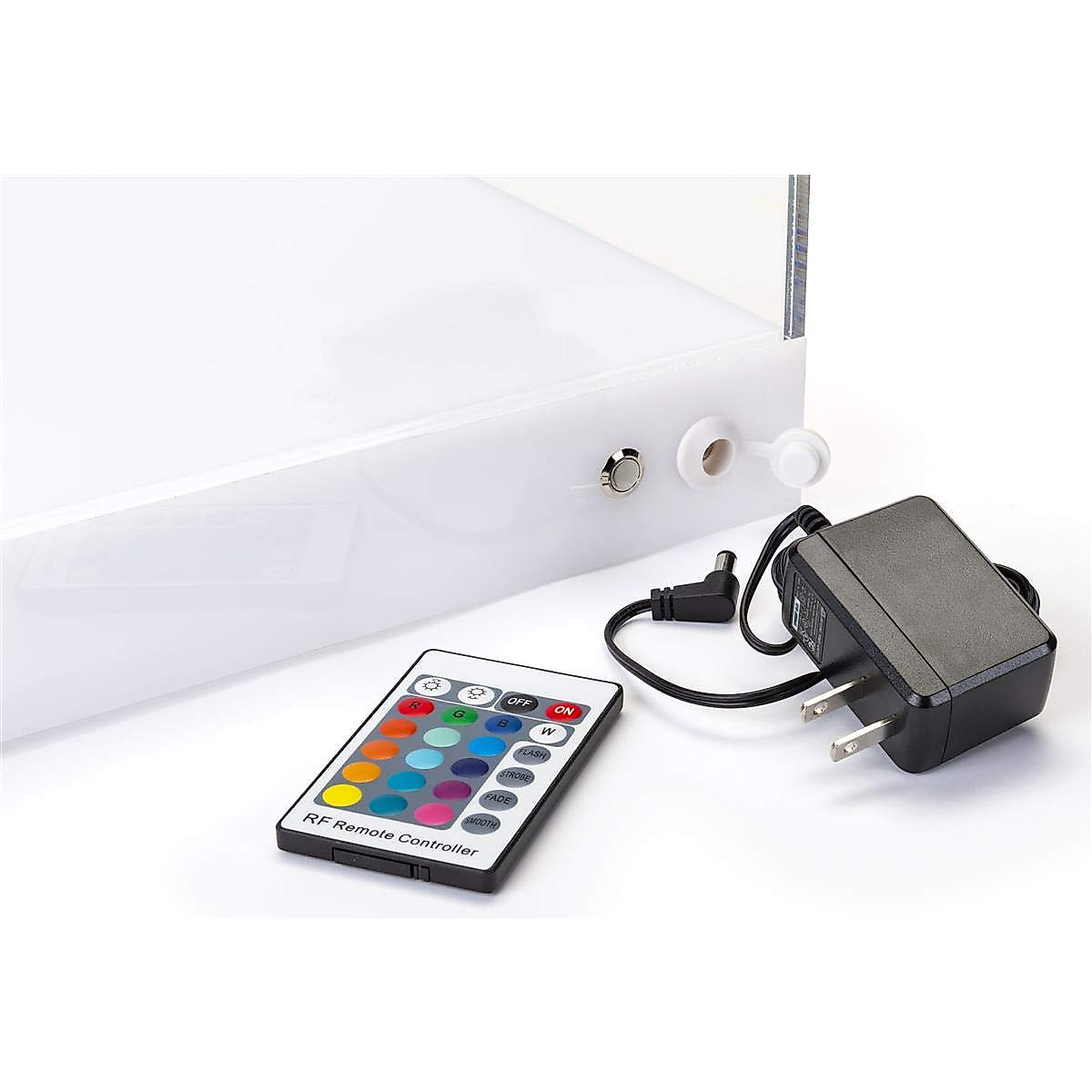 Displays2go 30 x 12 Illuminated Acrylic Display Case, 16 Color Modes – Clear, White (FDLEDDCSQ3)